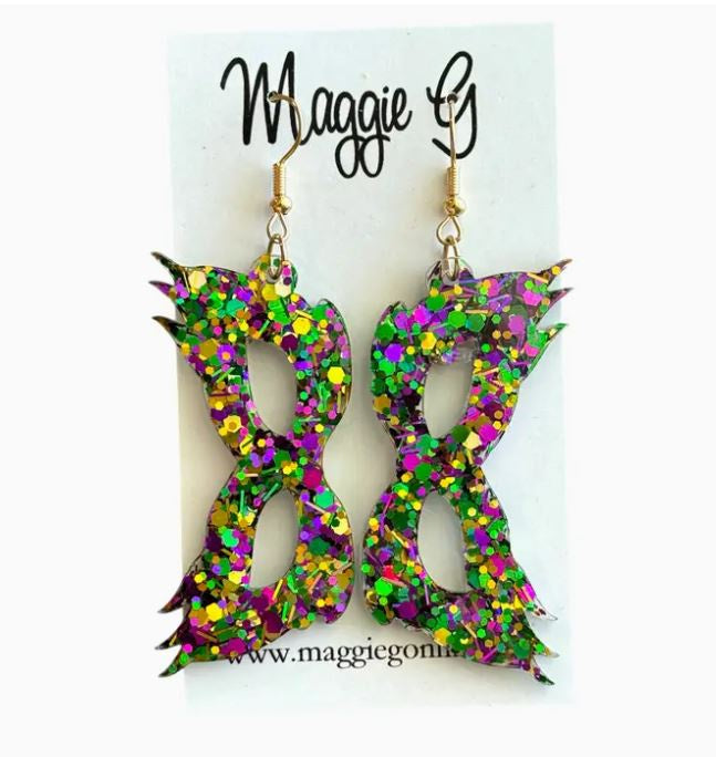 Mardi Gras Mask Dangle Earrings — The Basketry by Phina